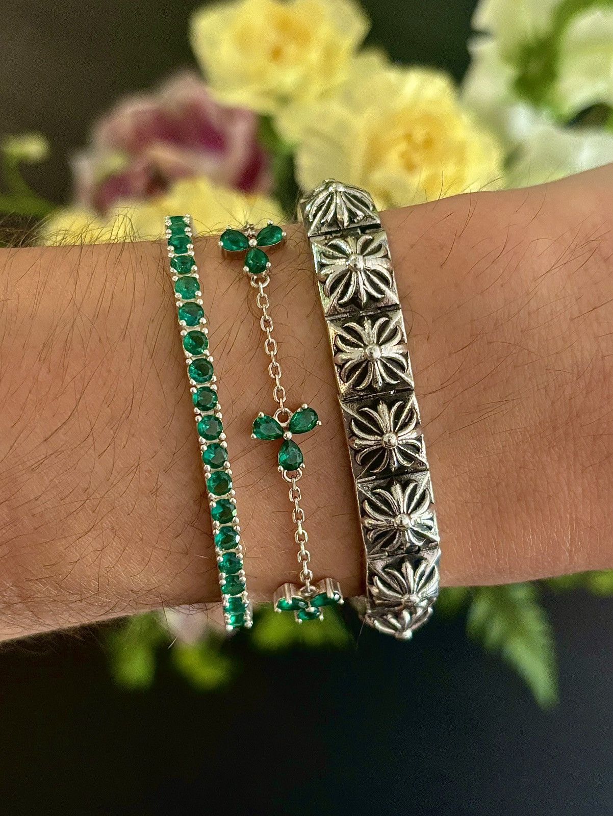 🪩GRAIL - HEAVY CHROME HEARTS PYRAMID BRACELRT | TOP DRWR