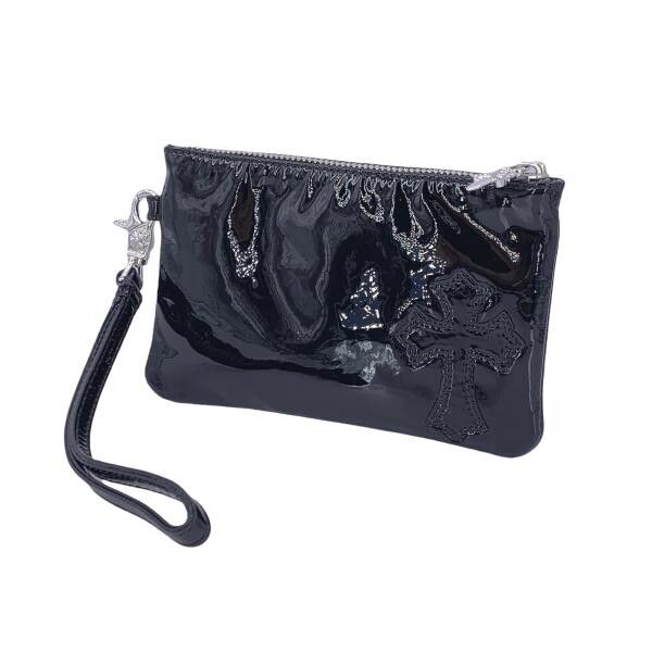 Chrome Hearts Patent Leather Cross Patch Wallet Top Drwr