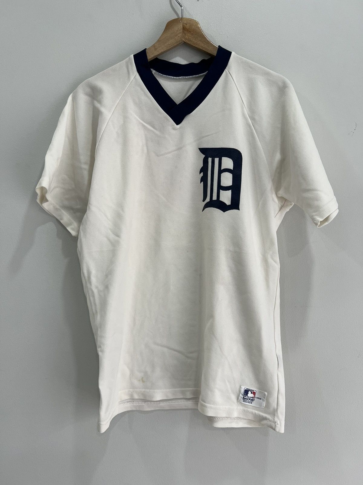 Vintage Detroit Tigers Sand Knit Jersey Shirt | TOP DRWR