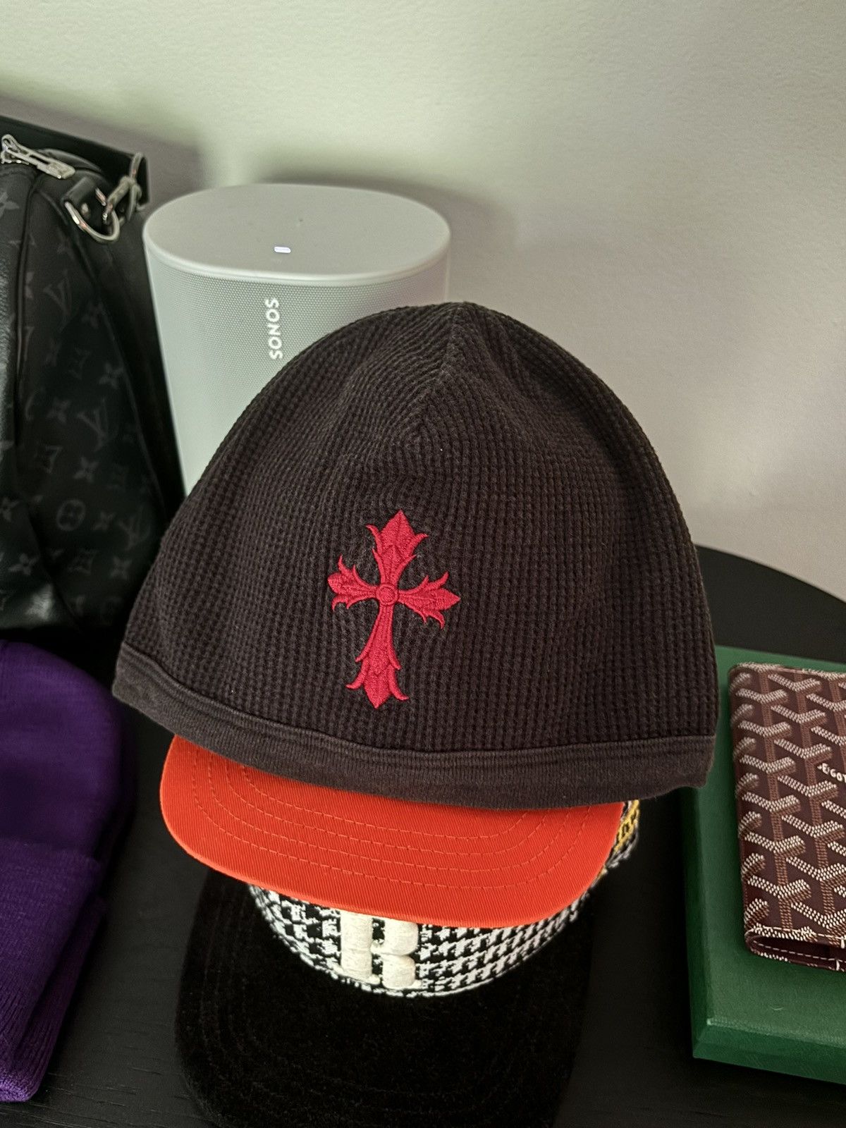 Chrome Hearts RARE * VINTAGE RED CROSS THERMAL BEANIE | TOP DRWR